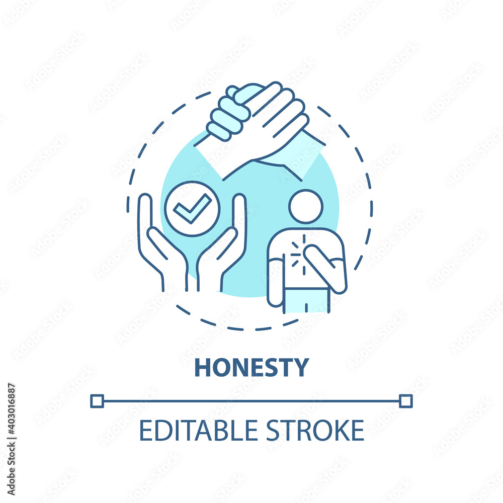 Honesty concept icon. Journalistic ethics standards idea thin line ...
