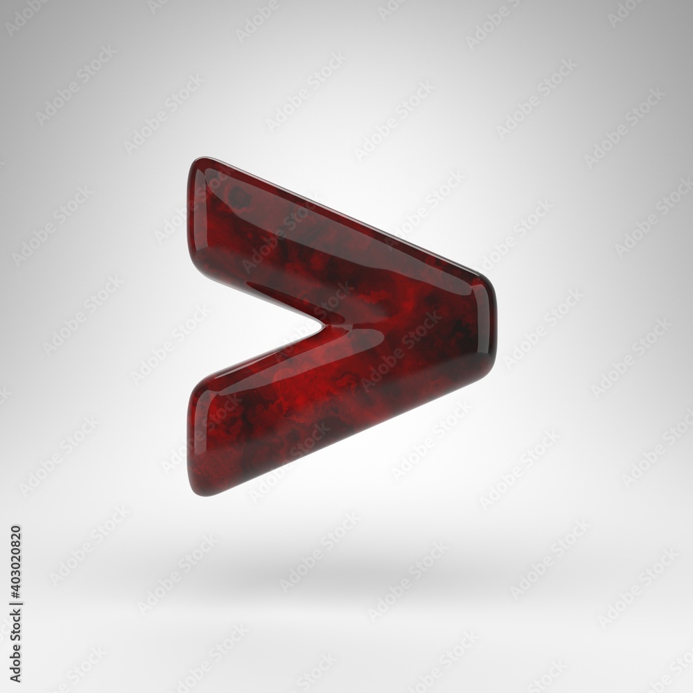 More than symbol on white background. Red amber 3D sign with glossy ...