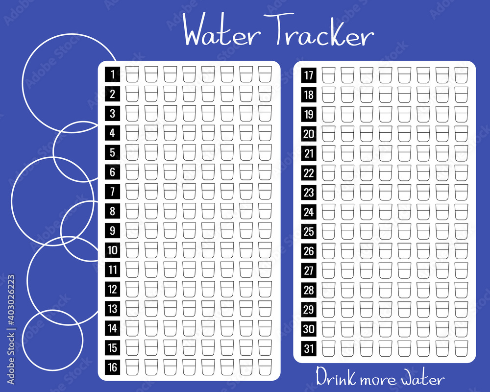 Daily Water tracker. Track the amount of water you drink in a month ...