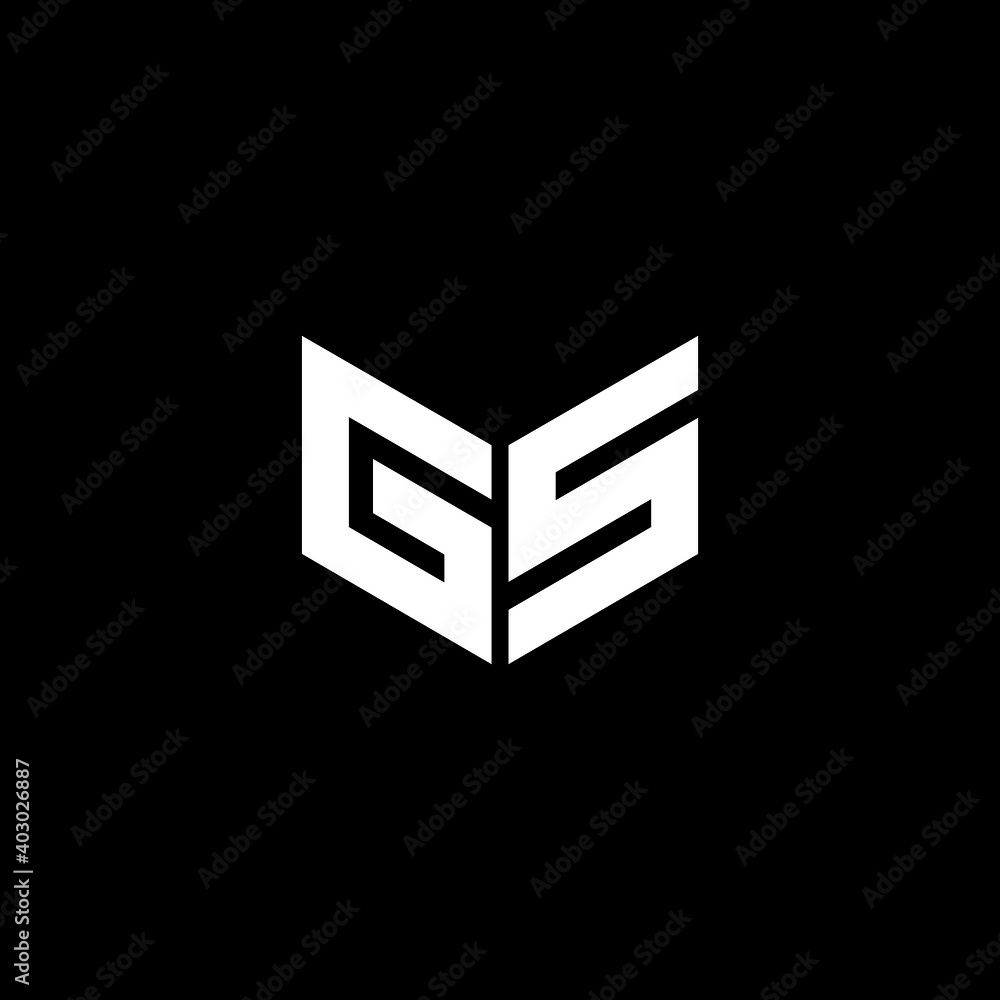 Vecteur Stock GS letter logo design with black background in ...