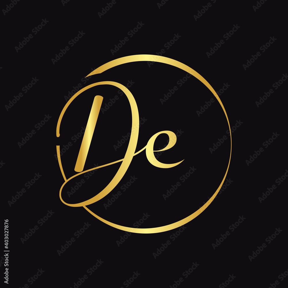 Initial DE Script Letter Type Logo Design With Modern Typography Vector ...