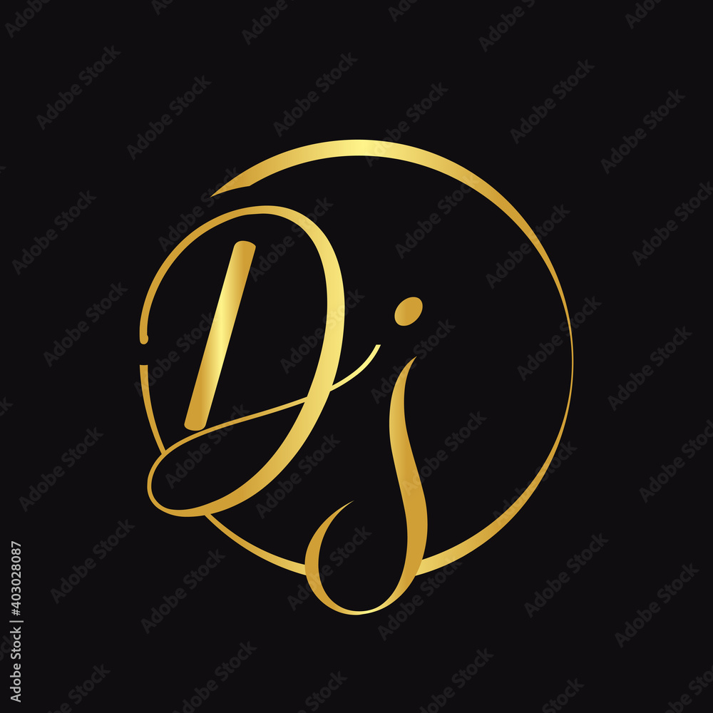 Vetor do Stock: Initial DJ Script Letter Type Logo Design With Modern ...
