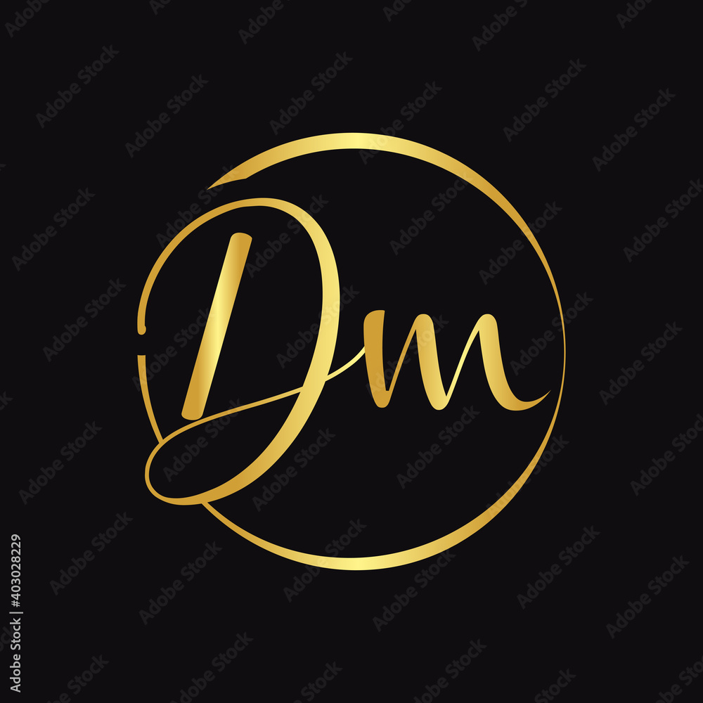 Initial DM Script Letter Type Logo Design With Modern Typography Vector ...