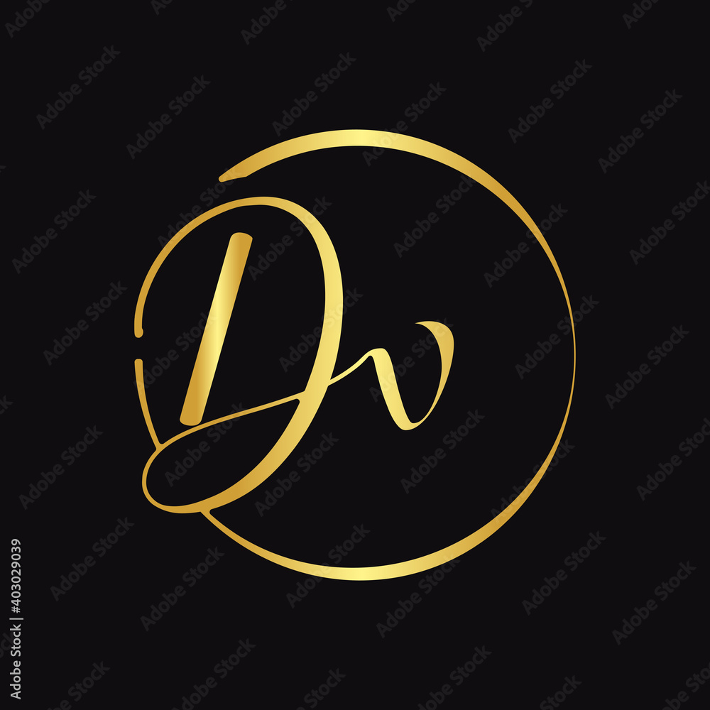 Initial DV Script Letter Type Logo Design With Modern Typography Vector ...