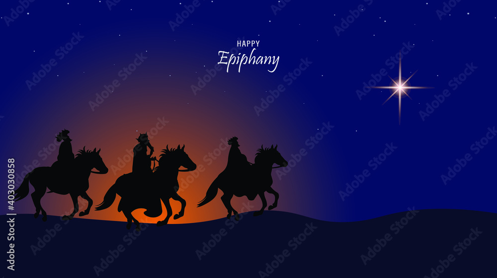 Vector illustration of Epiphany, a Christian festival. Jesus Christ ...