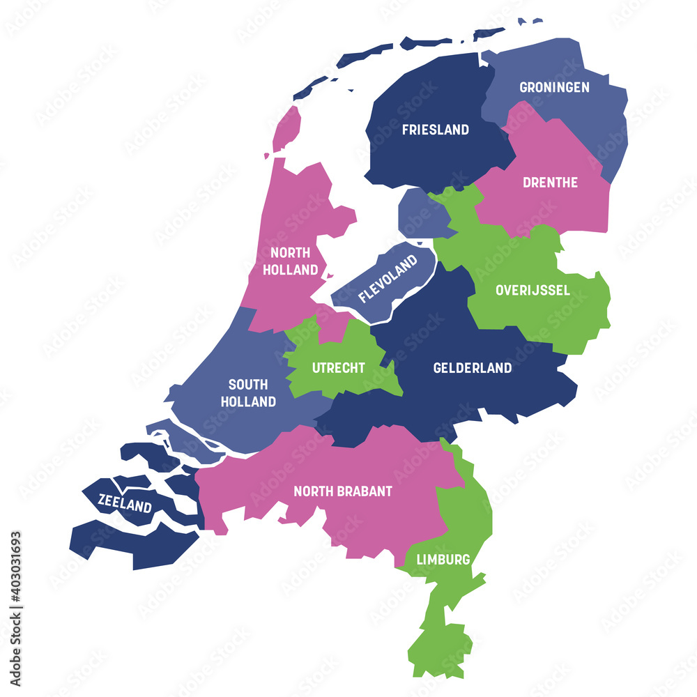 Netherlands - map of provinces Stock Vector | Adobe Stock