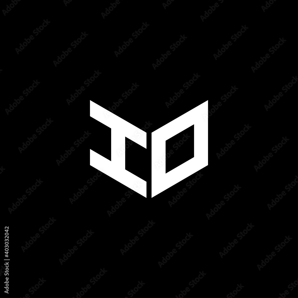 Vettoriale Stock IO letter logo design with black background in ...