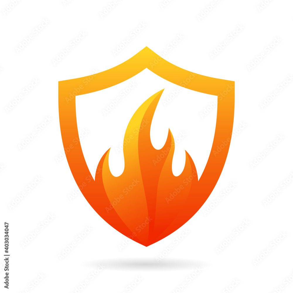fire protection vector logo, shield fire logo Stock Vector | Adobe Stock