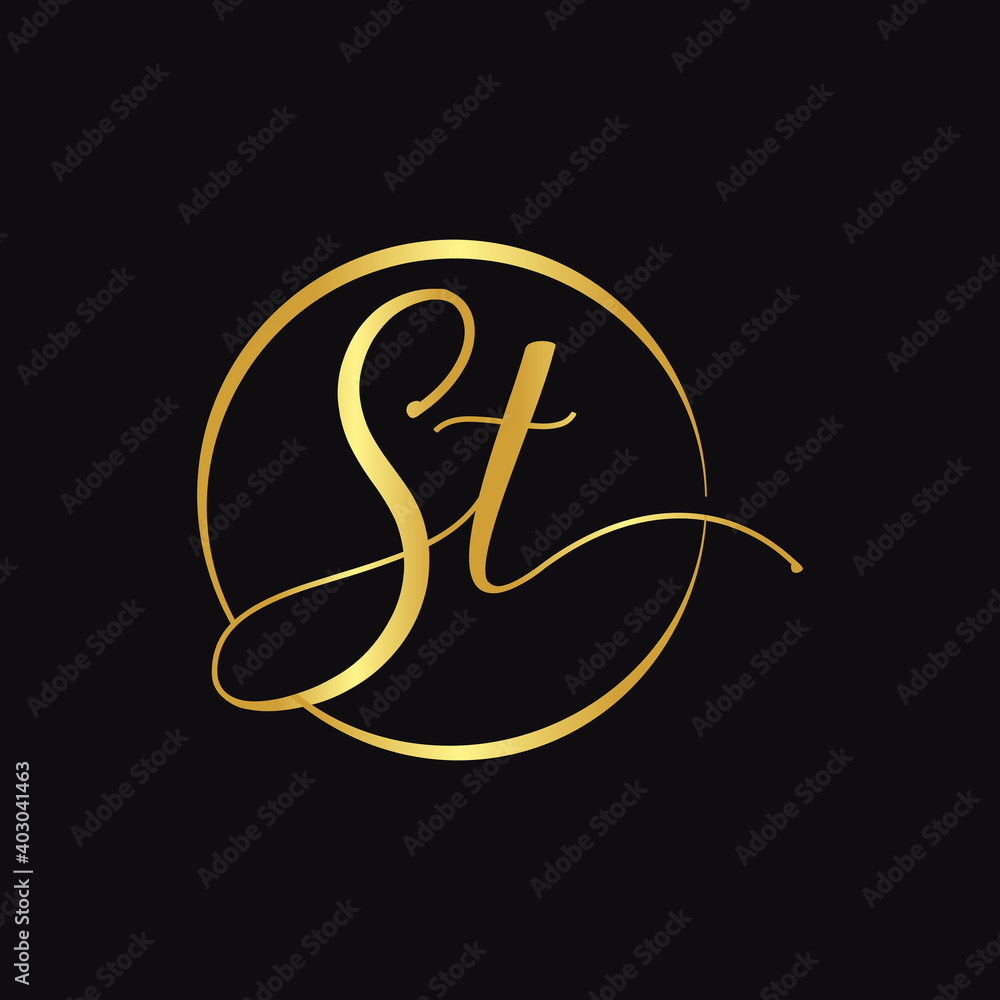 Initial ST letter Logo Design vector Template. Abstract Script Letter ...