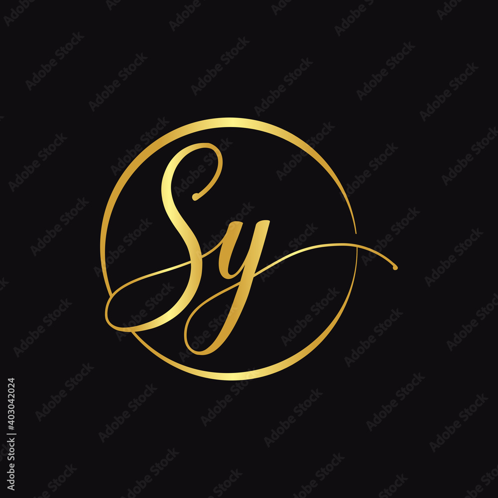 Initial SY letter Logo Design vector Template. Abstract Script Letter ...