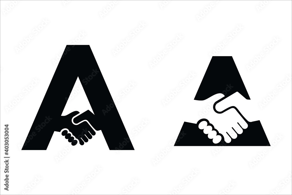 letter a deal hand shake logo design vector graphic Stock Vector ...