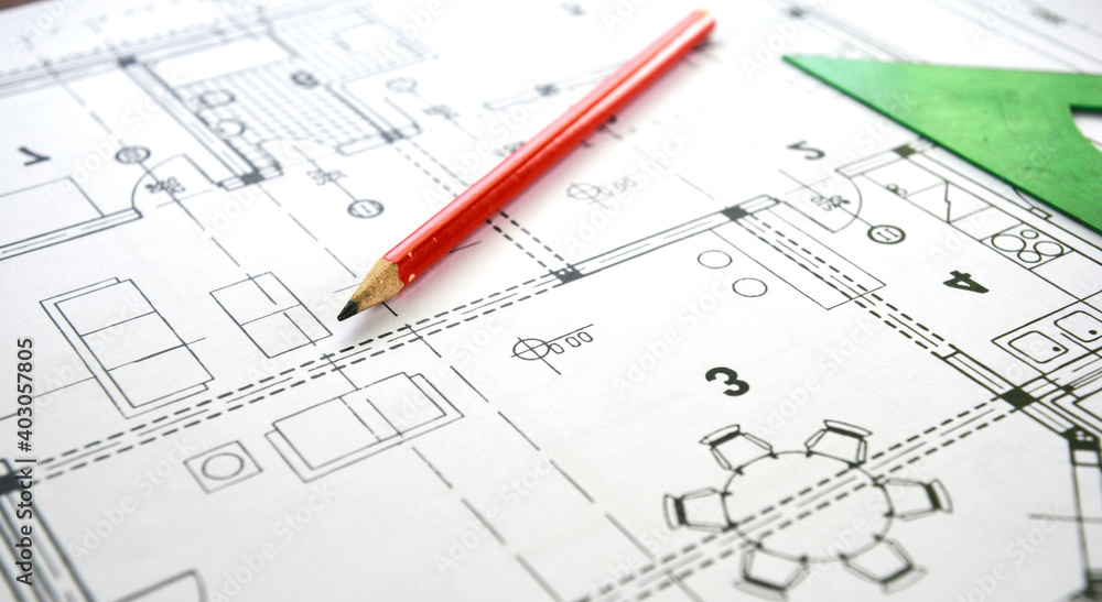 A close-up of a house plan, floor plan, house design with a living room ...