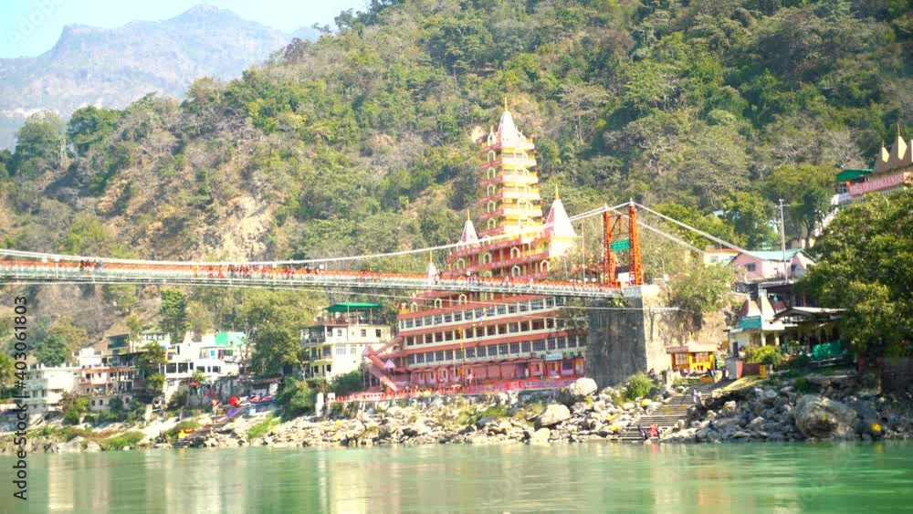 Ram Jhula This long famous pedestrian suspension bridge crossing the ...