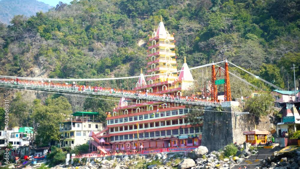 Ram Jhula This long famous pedestrian suspension bridge crossing the ...