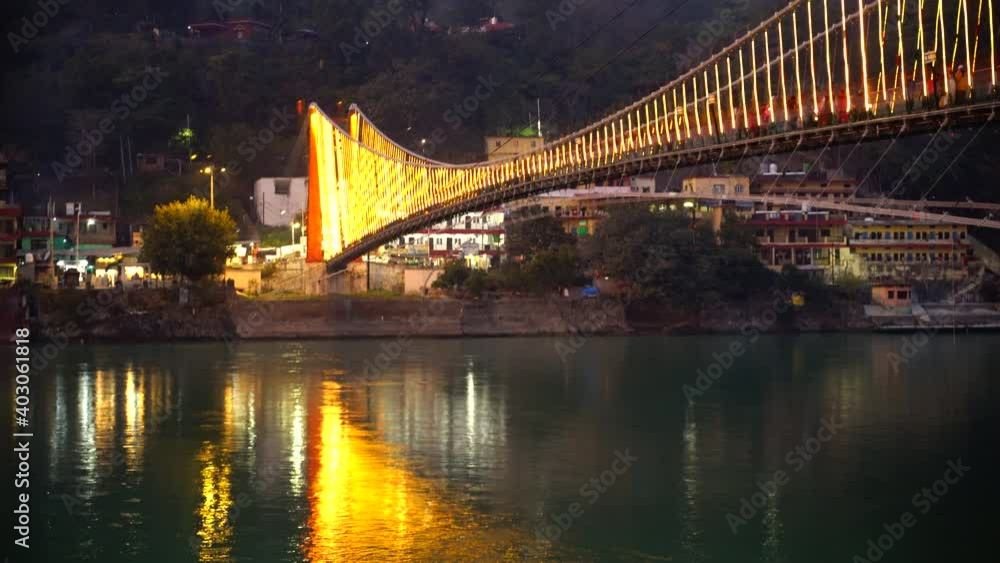 Ram Jhula This long famous pedestrian suspension bridge crossing the ...