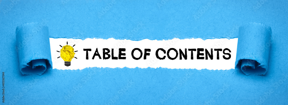 Table Of Contents Stock Photo Adobe Stock