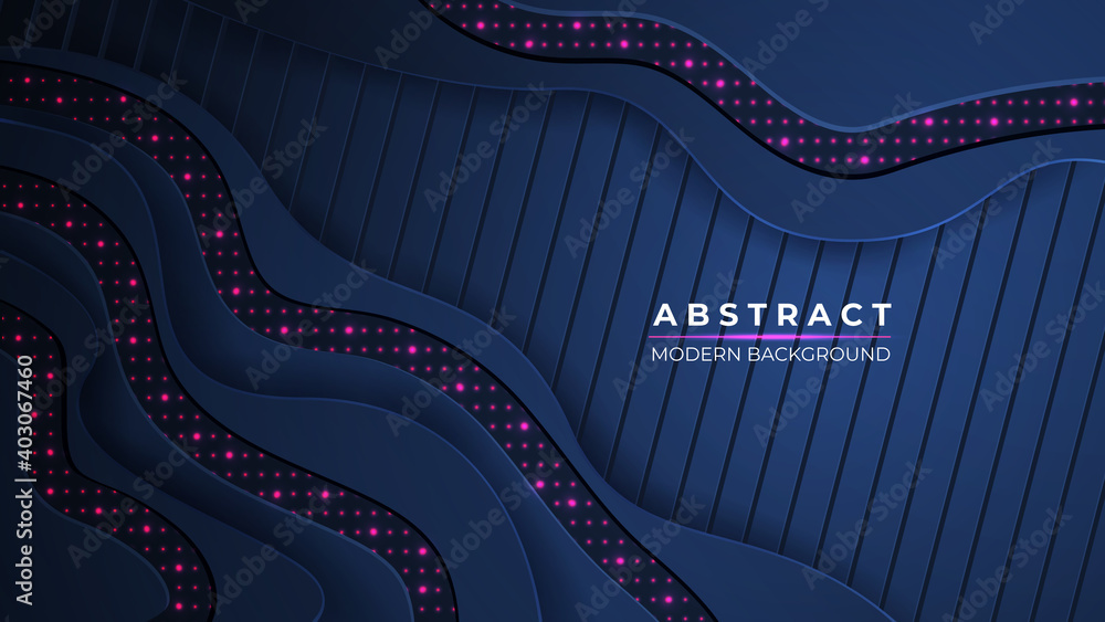 Dark navy blue abstract modern background with glowing light effects ...