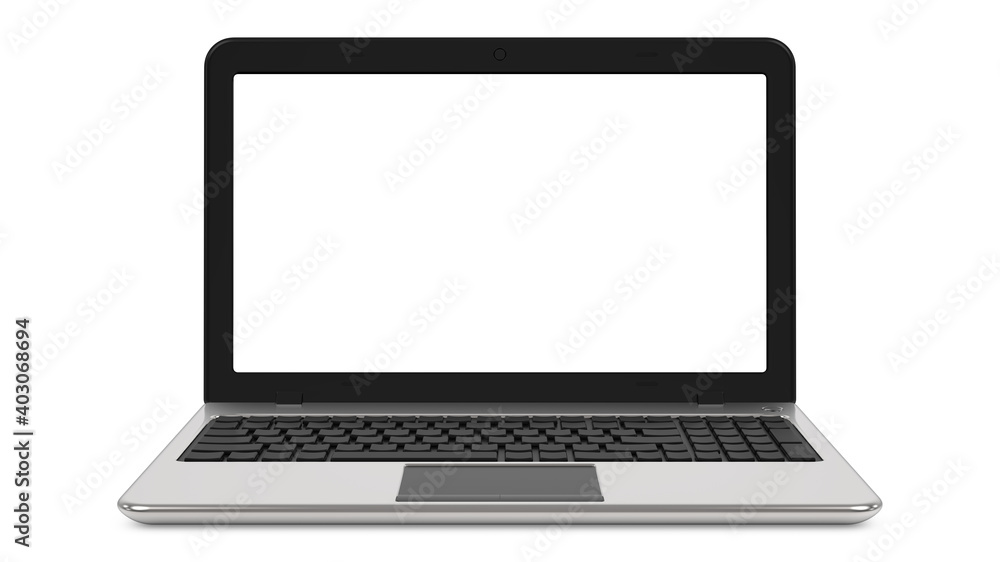 Front view of Laptop realistic computer with blank screen in mockup ...