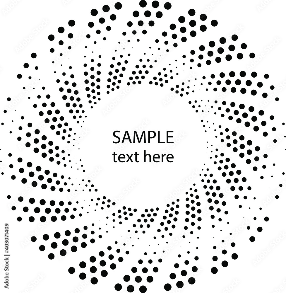 Vecteur Stock Black Vector Halftone Dotted Shape In Vortex Form Vector
