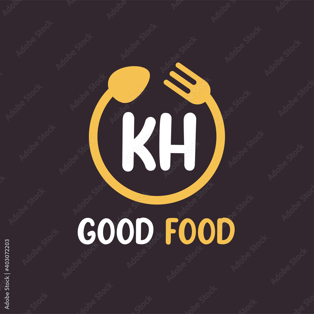 KH Letter Logo Design with Restaurant Concept. Modern Letter Logo ...