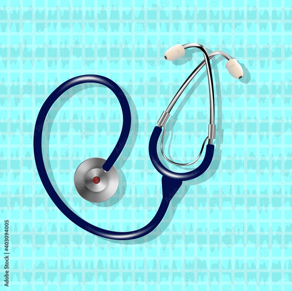 Stethoscope isolated on white mesh background with natural shadow ...