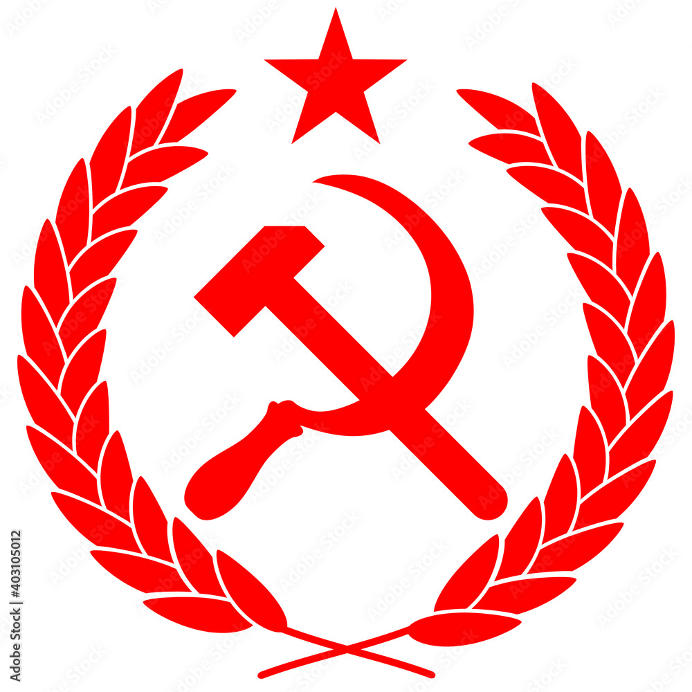 Hammer and sickle. Vector poster. Communist symbol of proletarian ...