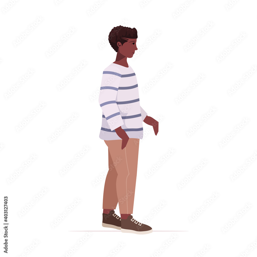 beautiful african american boy cute child standing pose male cartoon ...