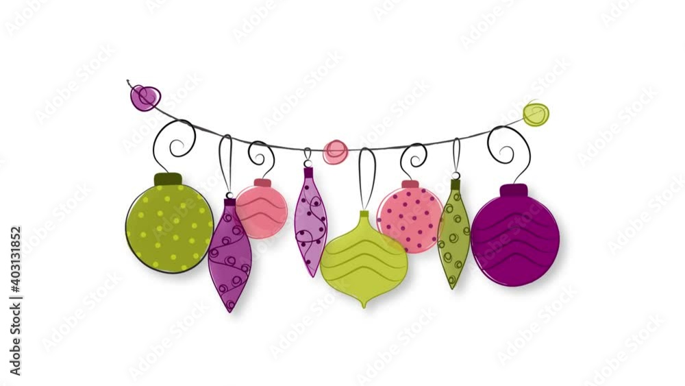 Holiday ornaments. Baubles and beads Illustrated animated GIF ...