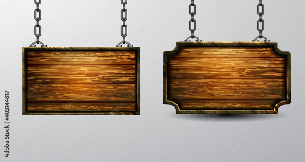 Vector realistic illustration of wooden signboard Stock Vector | Adobe ...