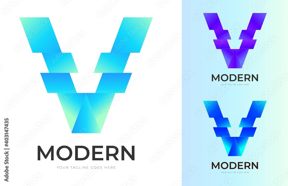 Letter V logo design vector template for corporate identity. gradient ...