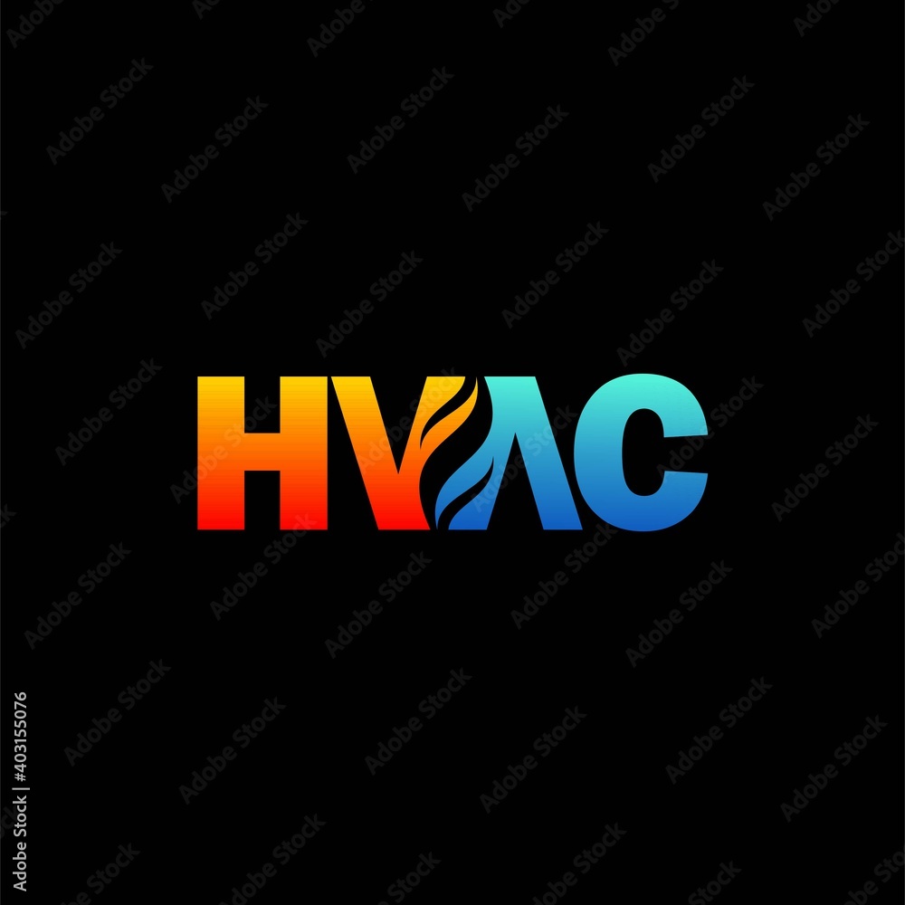 HVAC lettering logo design, heating ventilation and air conditioning ...