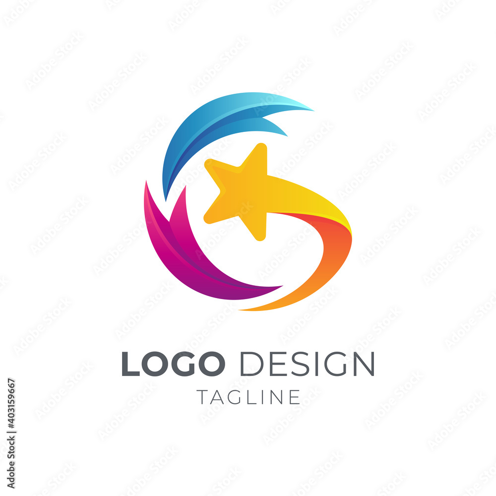 Star letter G logo with 3d concept in multiple color Stock Vector ...