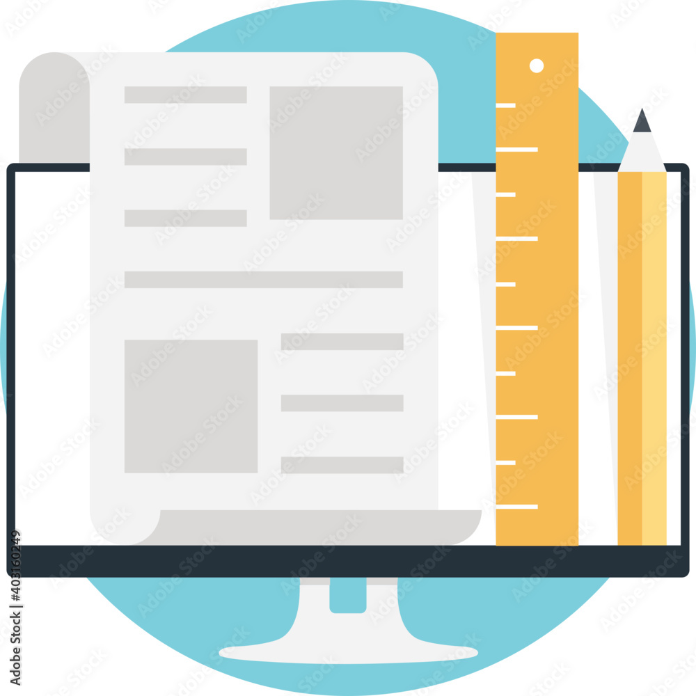 Flat illustration of online computer drafting Stock Vector | Adobe Stock