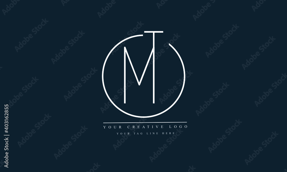 MT, TM, M, T Letter Logo Design with Creative Modern Trendy Typography ...