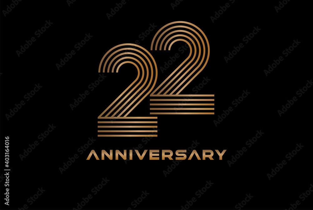 Abstract Number 22 Gold Logo, Number 22 monogram line style can be used ...