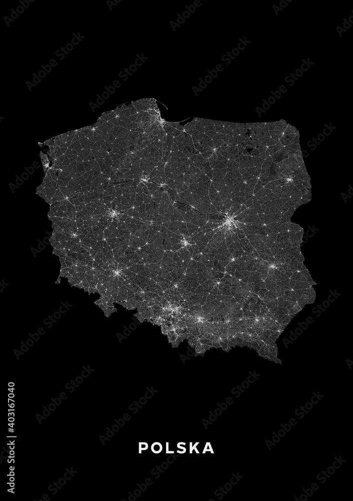 Poland map poster (portrait). Road map of Poland. It includes all roads ...