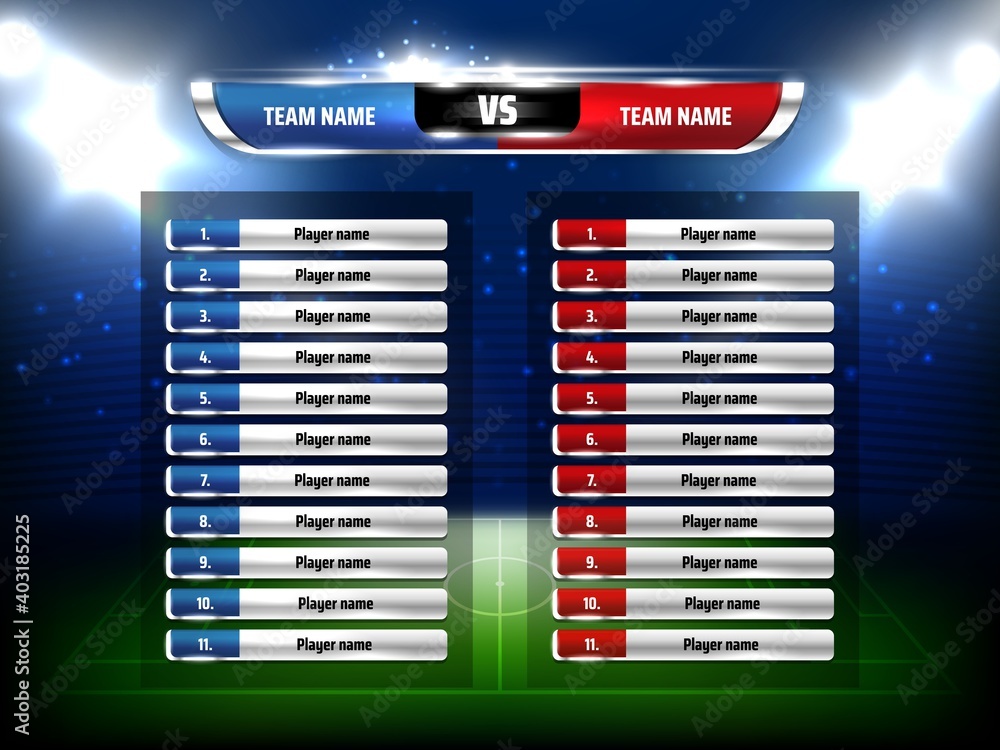 Soccer football game scoreboard realistic template. Football league ...