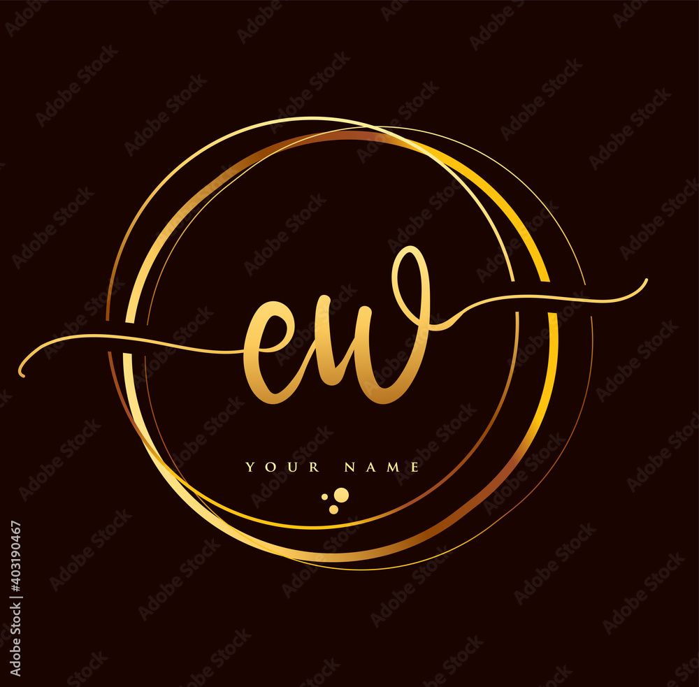 EW Initial handwriting logo golden color. Hand lettering Initials logo ...