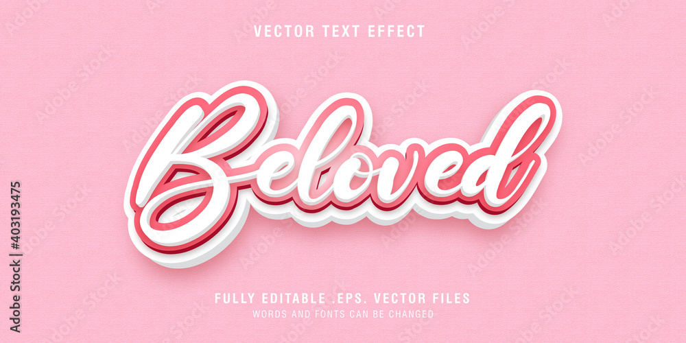 Beloved text style effect Stock Vector | Adobe Stock