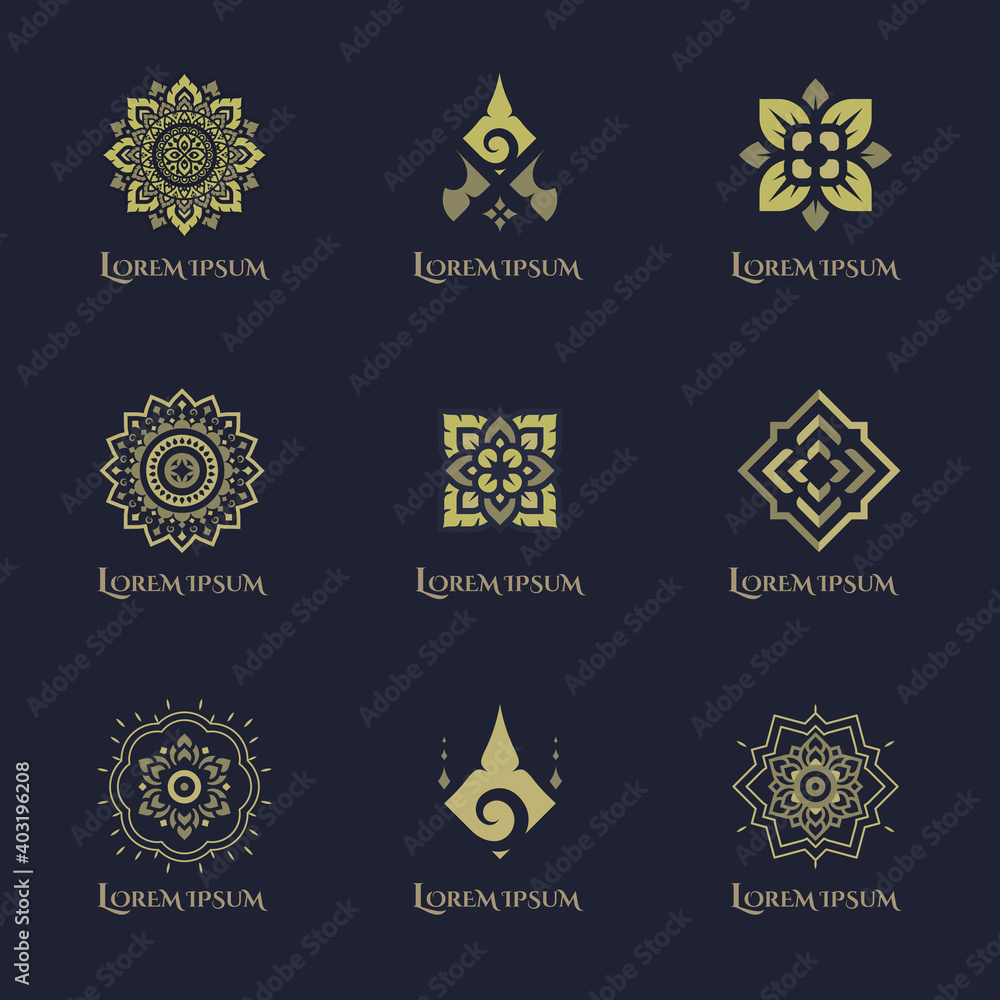 Thai luxury concept logo and brand design vector set. Traditional and ...