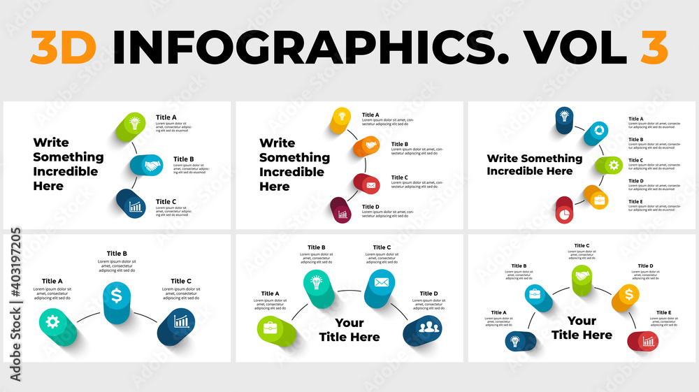 3D Vector Perspective Infographics Pack. Presentation slide templates ...