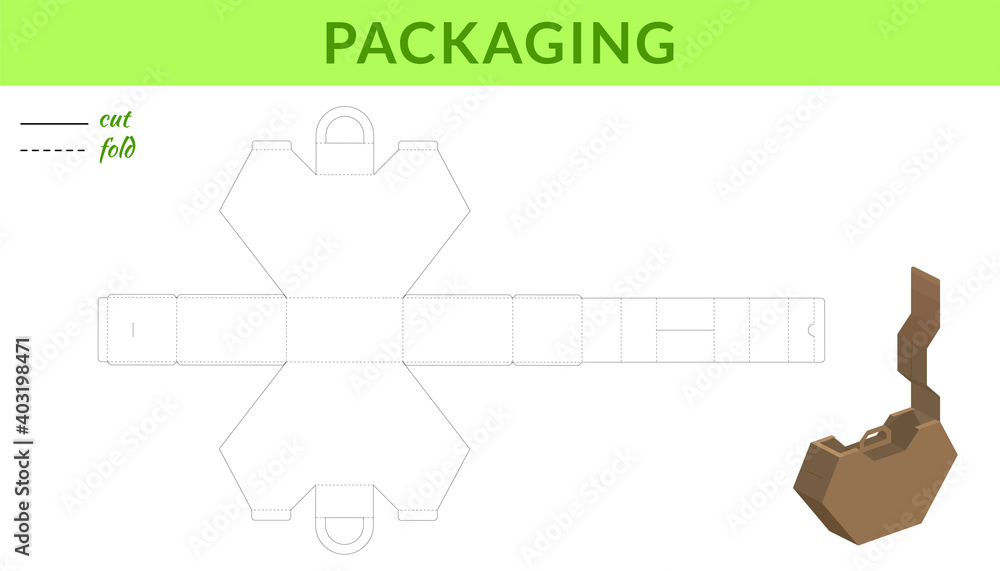 Gift box packaging die cut template design for Valentine's day ...