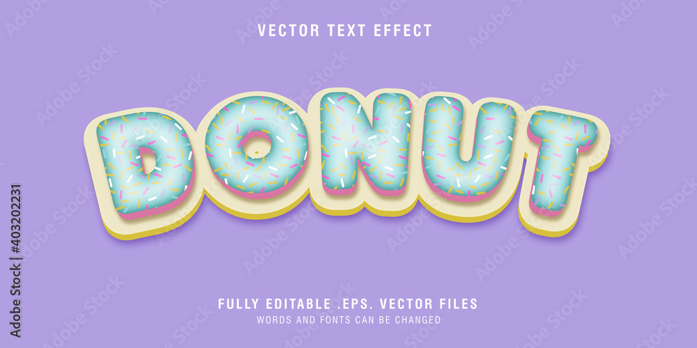 Donut text style effect editable Stock Vector | Adobe Stock