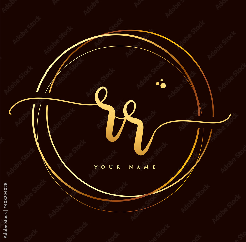 RR Initial handwriting logo golden color. Hand lettering Initials logo ...