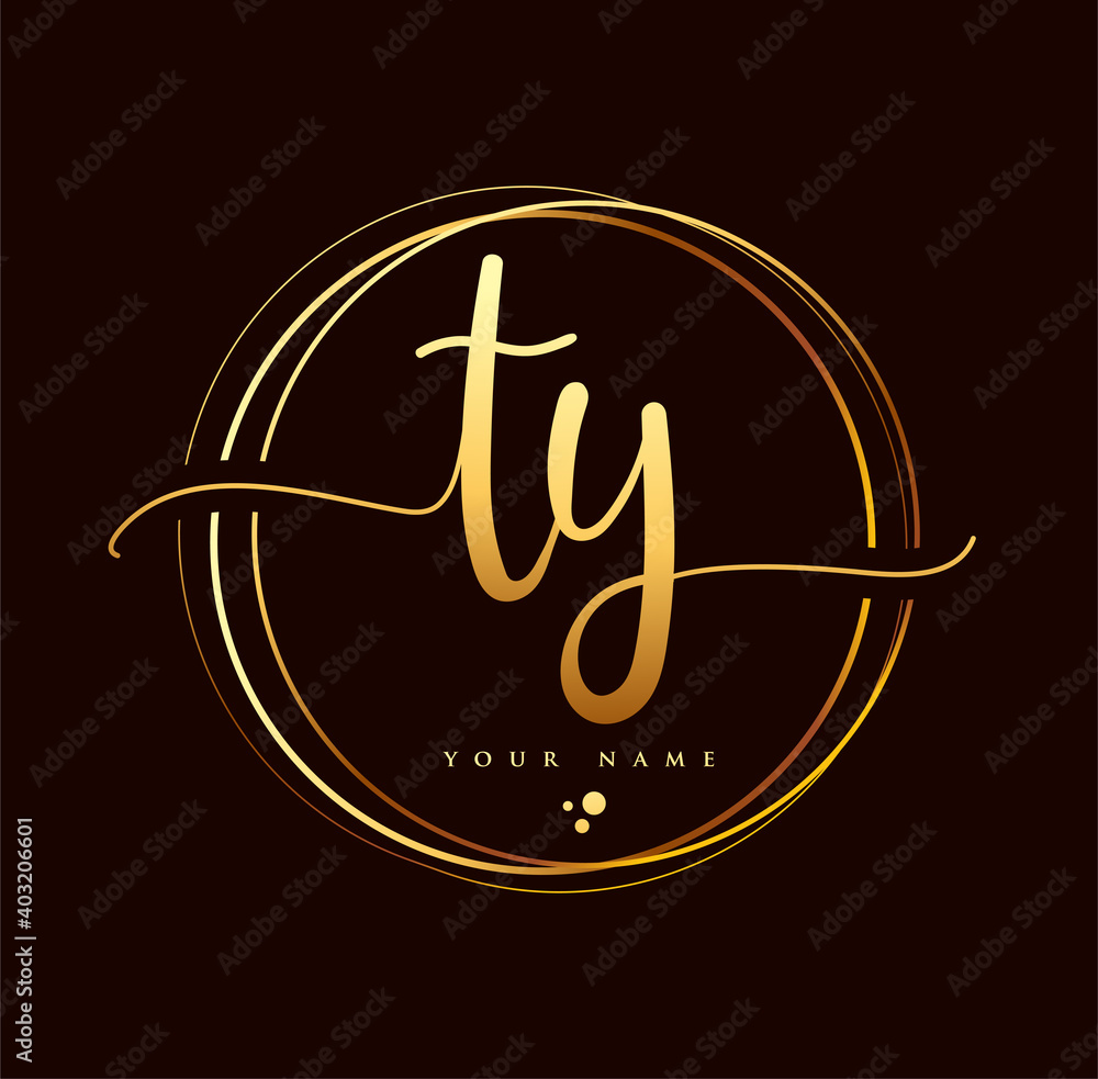 TY Initial handwriting logo golden color. Hand lettering Initials logo ...