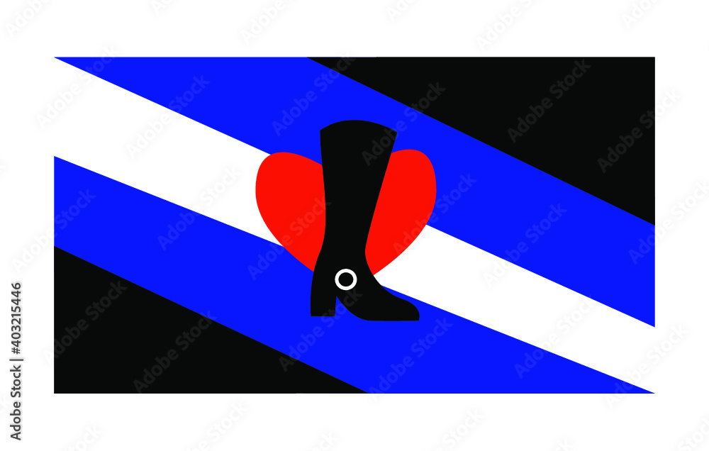 Vector illustration of flat Bootblack fetish pride flag on white ...