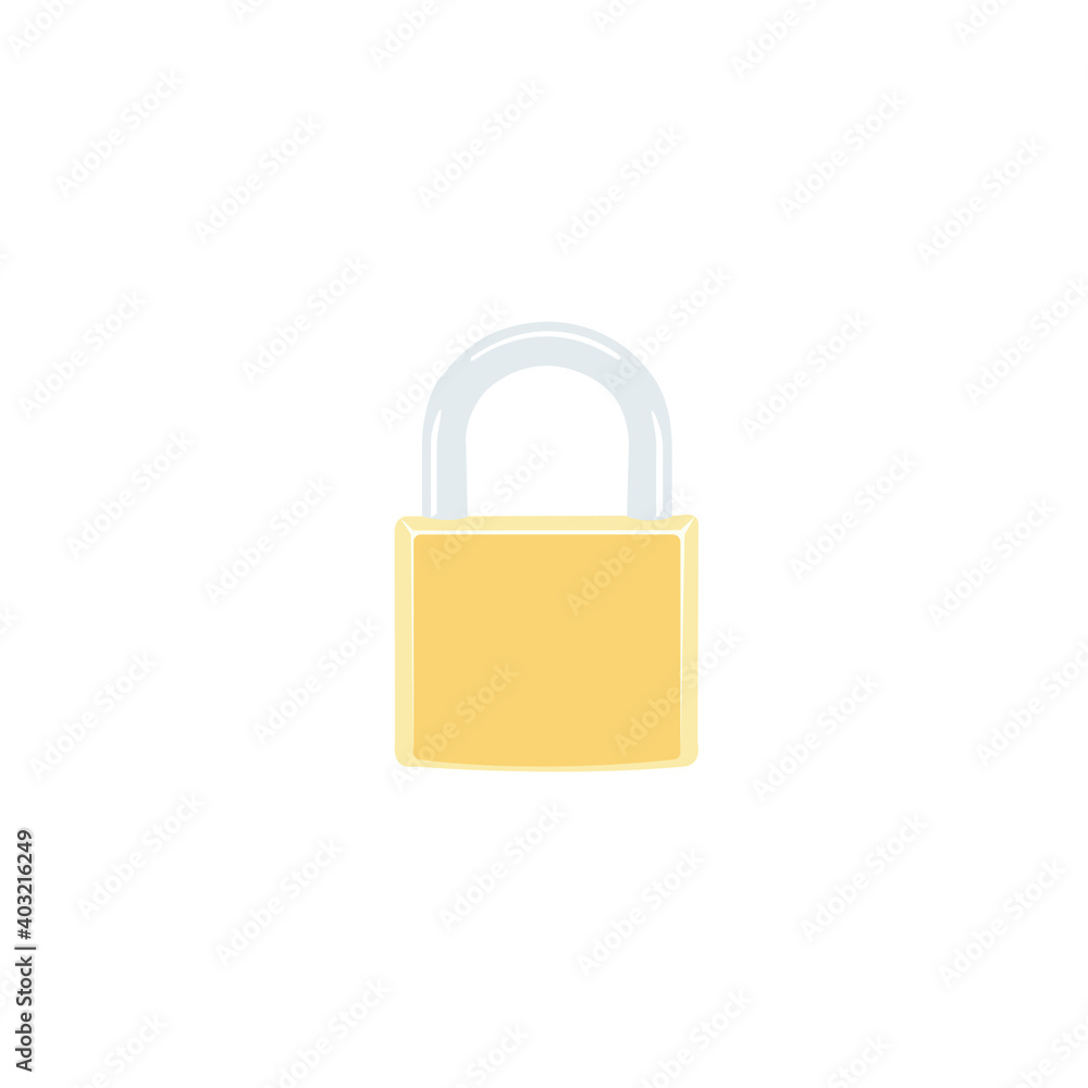 Metal lock isolated on white background. Golden lock icon, symbol ...