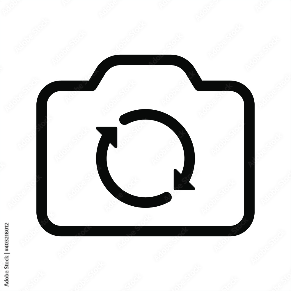 Switch from front to back camera flat icon for apps on white background ...