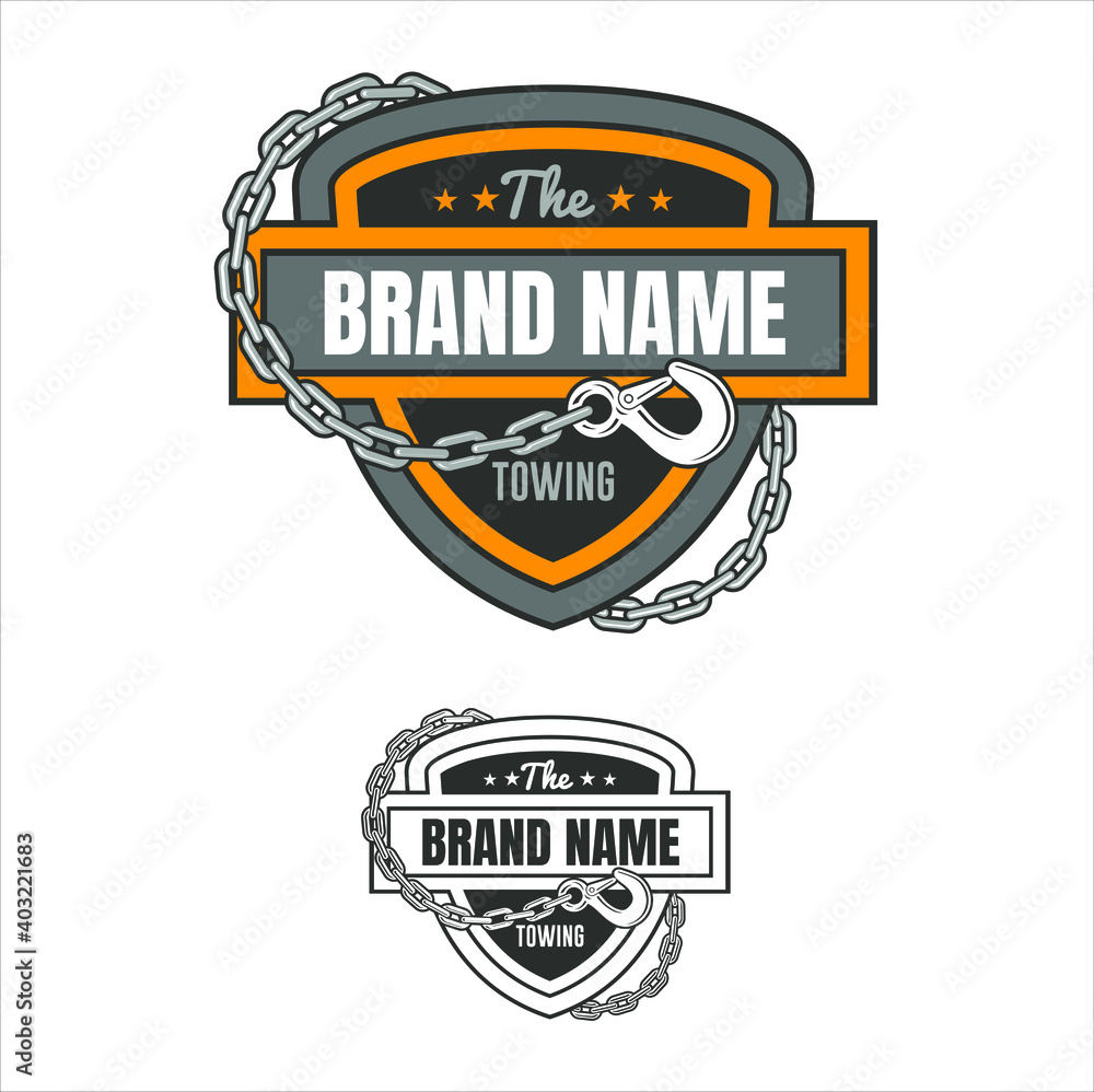 logo template for towing service, badge logo style, vector art. Stock ...