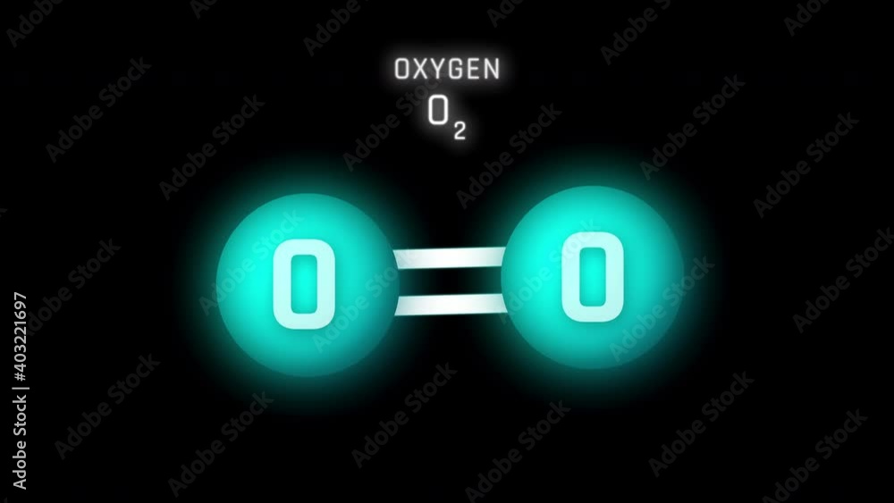 Oxygen Molecular Structure Symbol Neon Glow and Futuristic Animation on ...